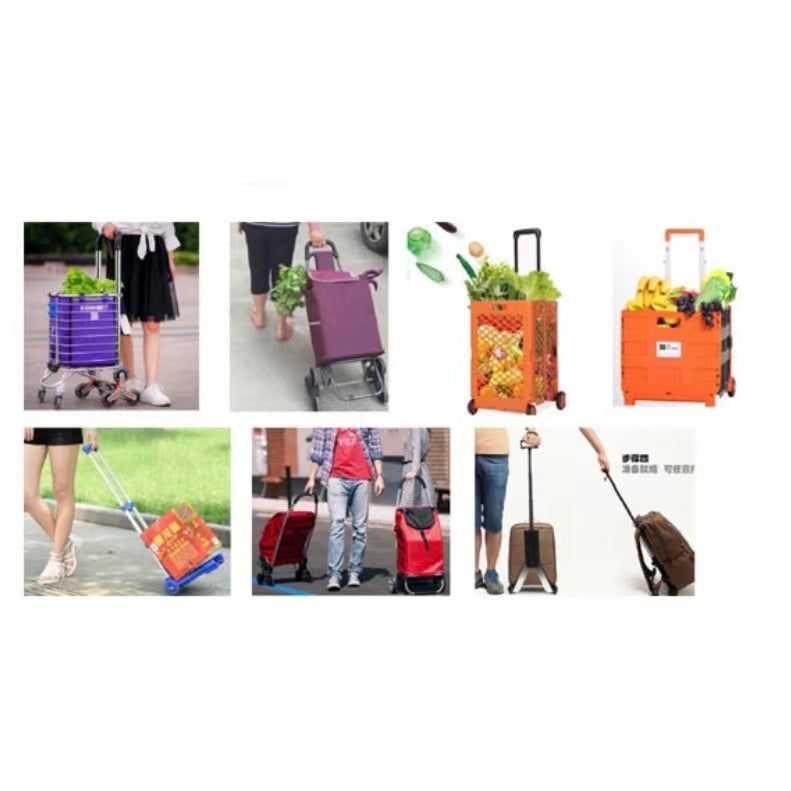 Stainless Steel Folding Luggage Trolley Travel Mini Shopping Trolley w ...